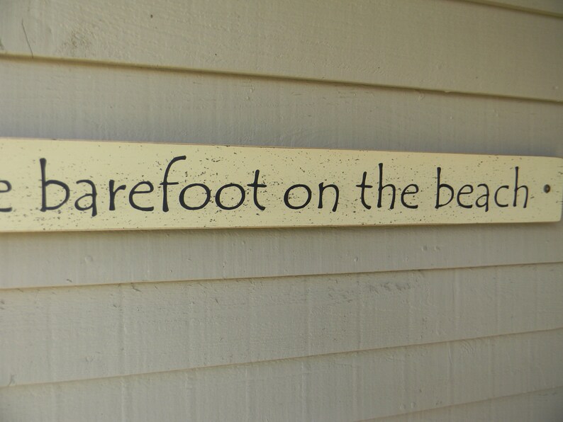 Barefoot Beach House Sign: Long Narrow Rustic Wood Decor (41" X 3.5 ...