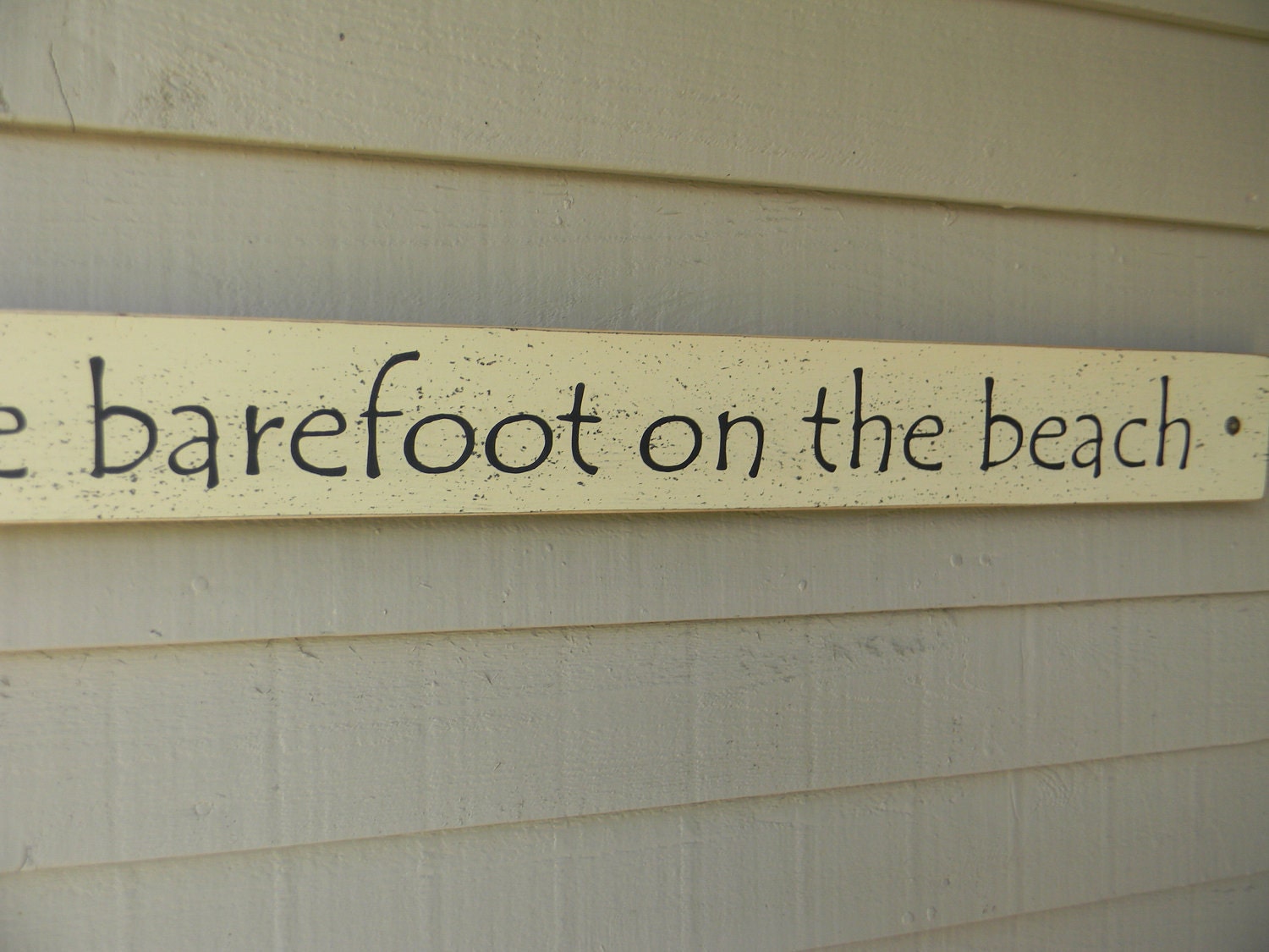 Barefoot Beach House Sign: Long Narrow Rustic Wood Decor (41" X 3.5 ...