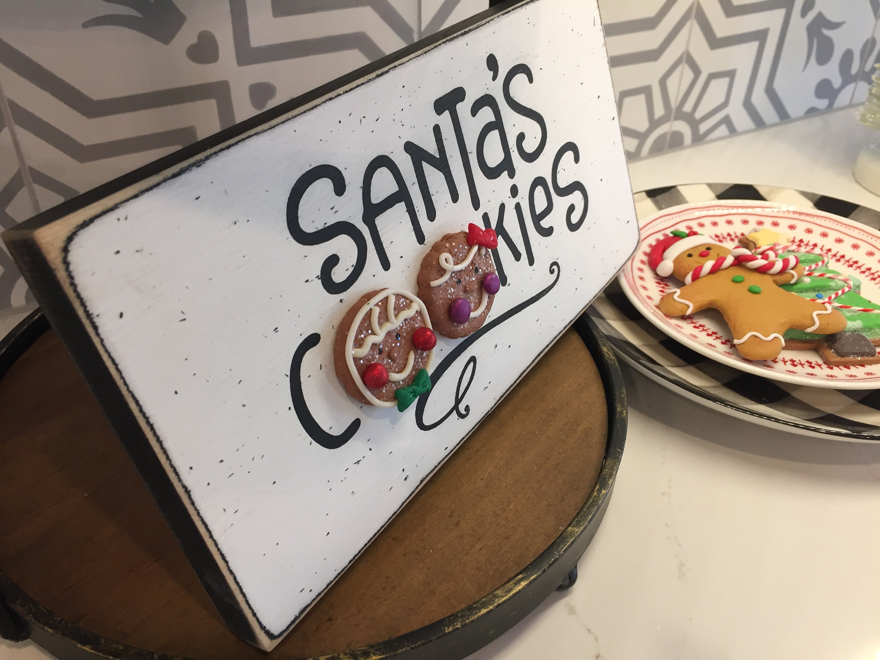Santa's Cookies Mini Sign, Tiered Tray Christmas Sign, Kitchen ...