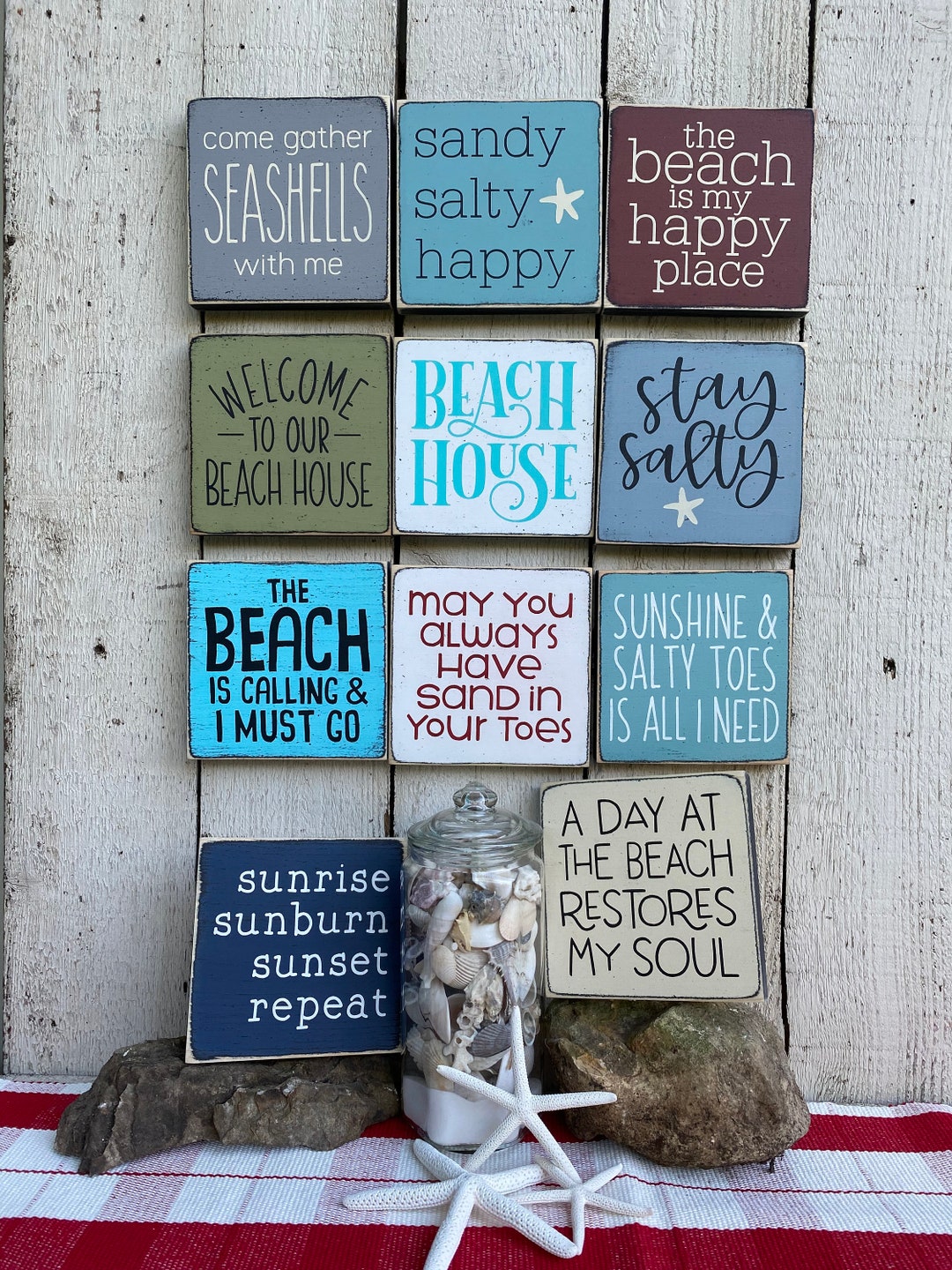 Hand Painted Beach Sign (5"): Small Coastal Wall Decor, Beach House ...