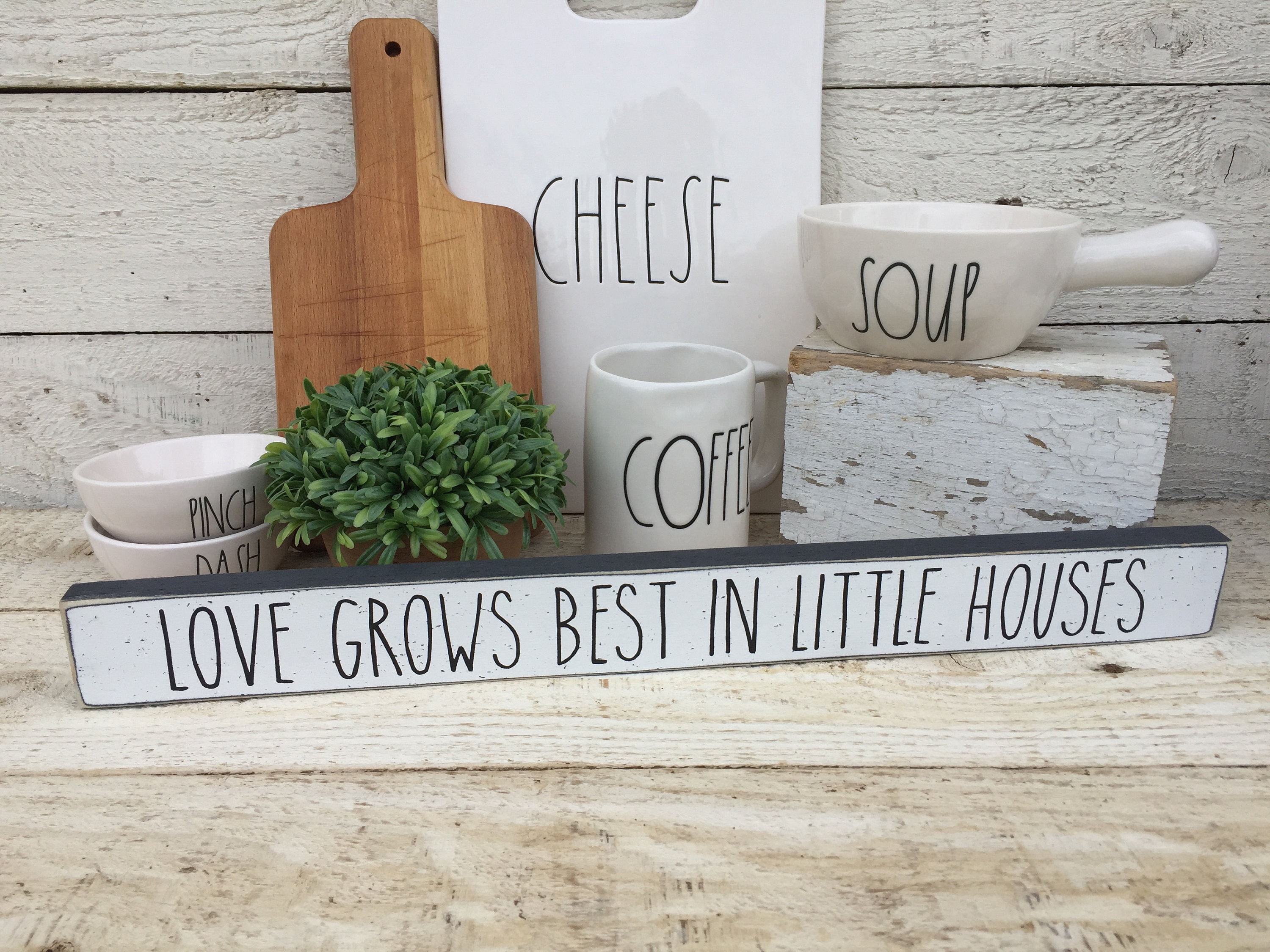 Love Grows Best in Little Houses Sign, Farmhouse Decor, 2" X 20" Shelf ...