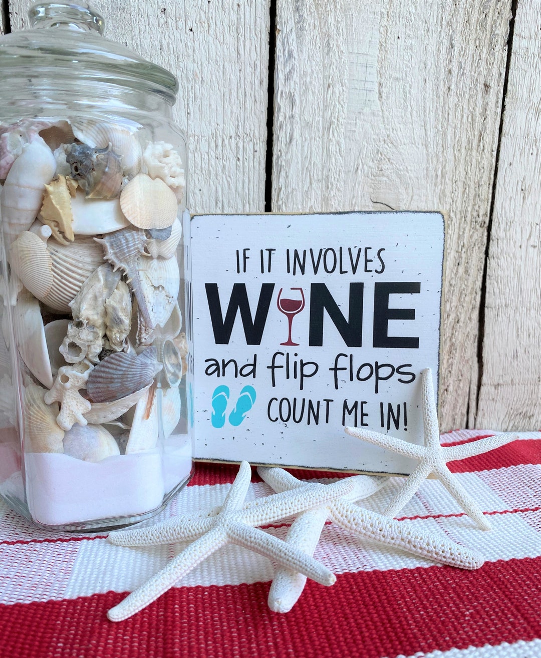 Hand Painted Wine & Flip Flops Wood Sign: Funny Beach Decor - Etsy