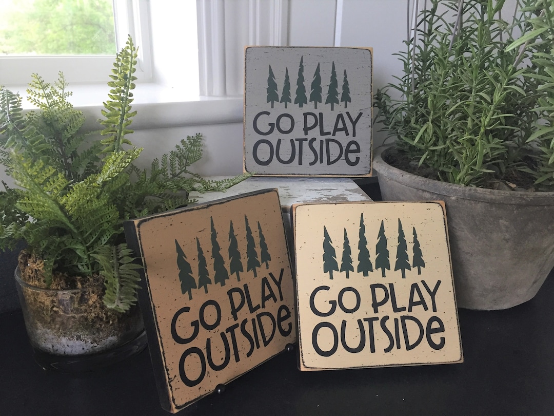 Go Play Outside Mini 5.5" Wood Sign, Mountain Decor, Hiker Gift ...