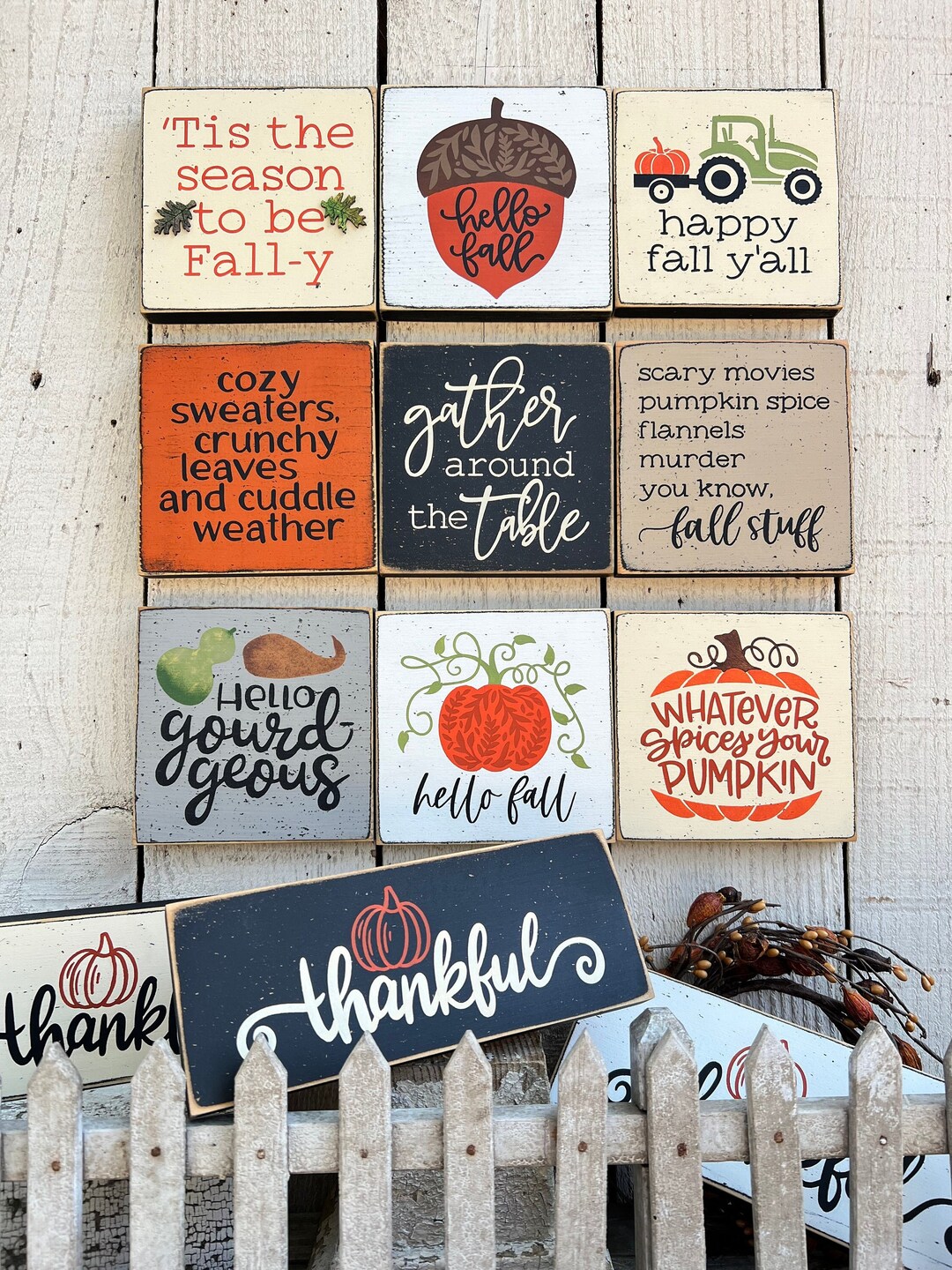 Mini Fall Signs, Fall Decoration, Tiered Tray Sign, Small 5.5" Fall ...