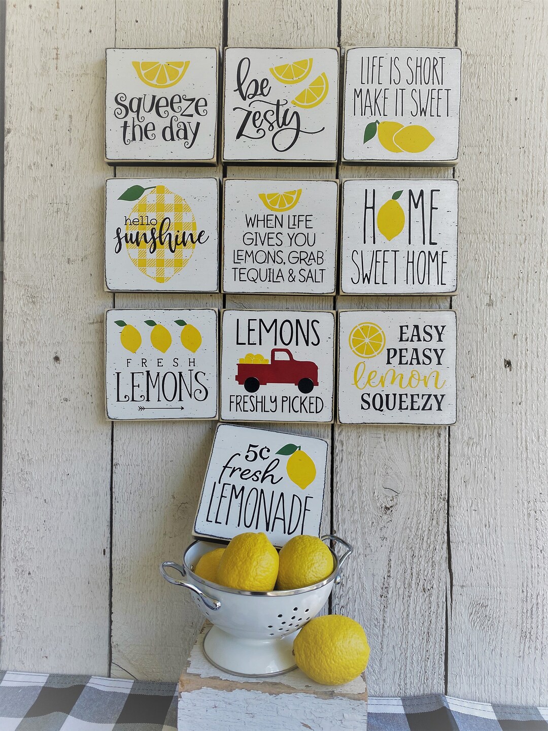 Lemon Signs, Kitchen Lemon Sign, Lemon Decor, Tiered Tray Sign, Summer ...
