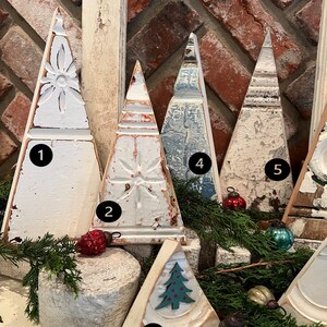 Vintage Christmas Decoration, Wood Chippy Paint Trees, Antique Plinth ...