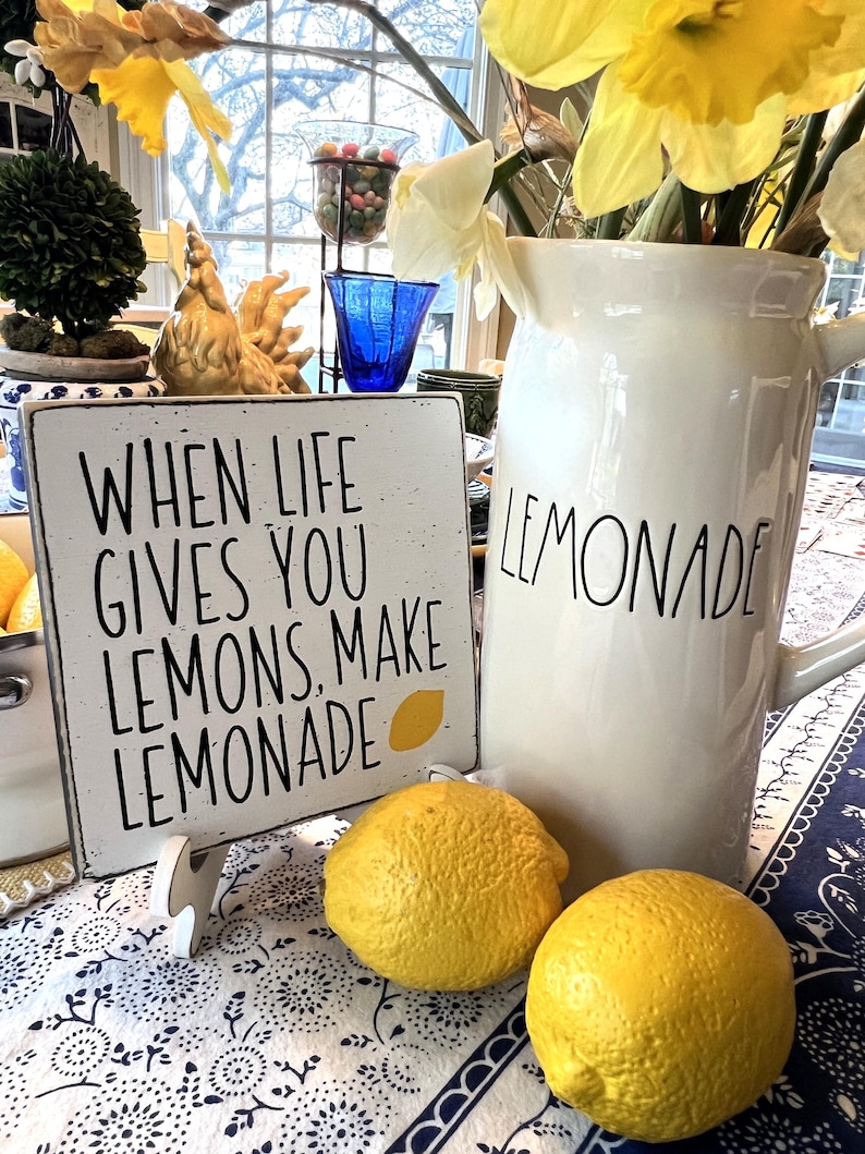 Hand Painted Lemon Signs: Mini Farmhouse Kitchen Decor (5"), Gift for ...