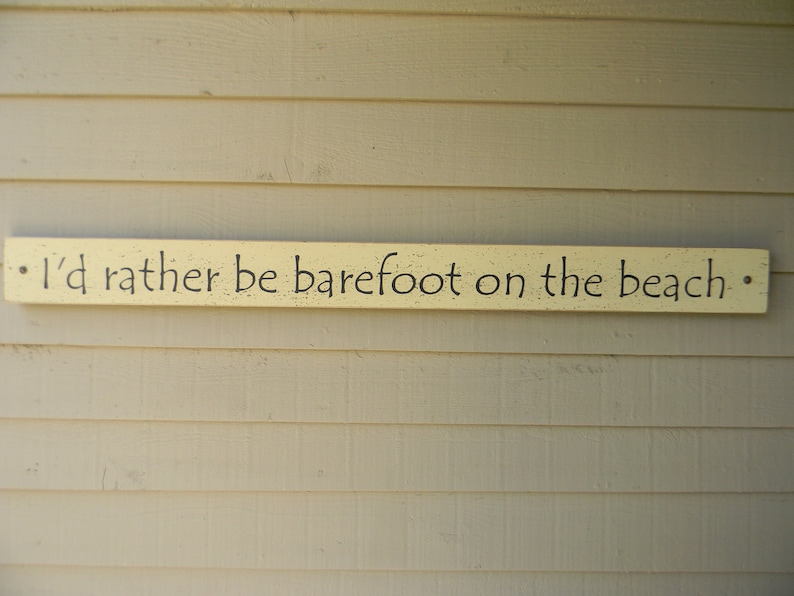 Barefoot Beach House Sign: Long Narrow Rustic Wood Decor (41" X 3.5 ...