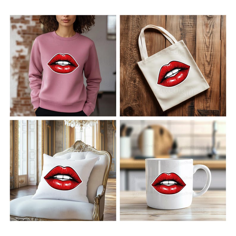 Retro Clipart Red LIPS. Printable Png & Jpg. Vintage Pop Art,retro ...