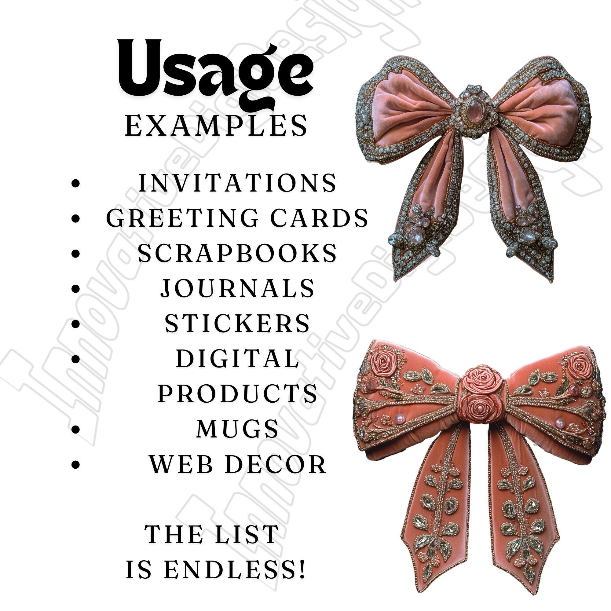 Pink Rococo Bows, 14 PNG FILES. Bow Clipart,bow Images,bow Illustration ...