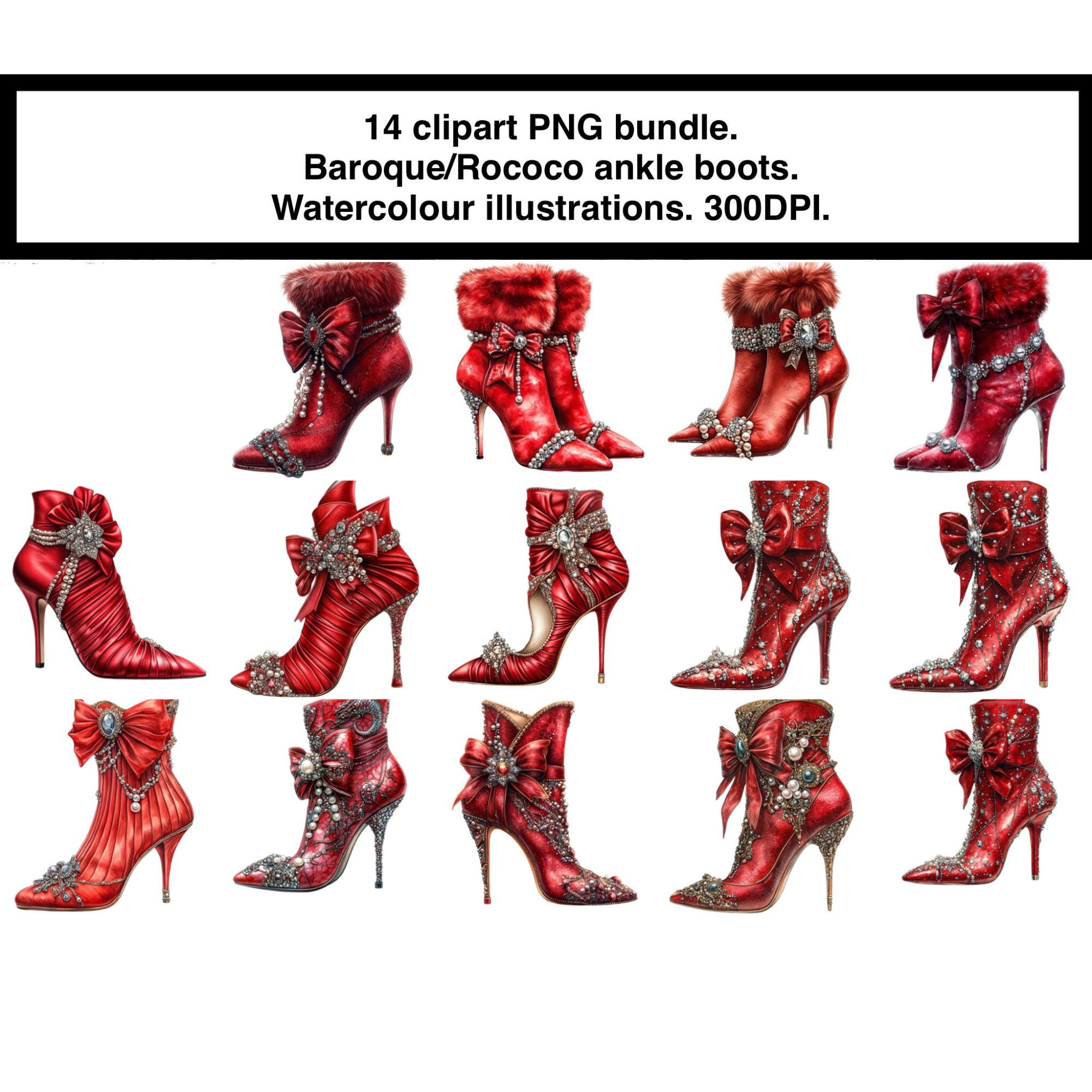 Watercolour Shoes Clipart. Rococo Baroque Boots,fashion Footwear ...