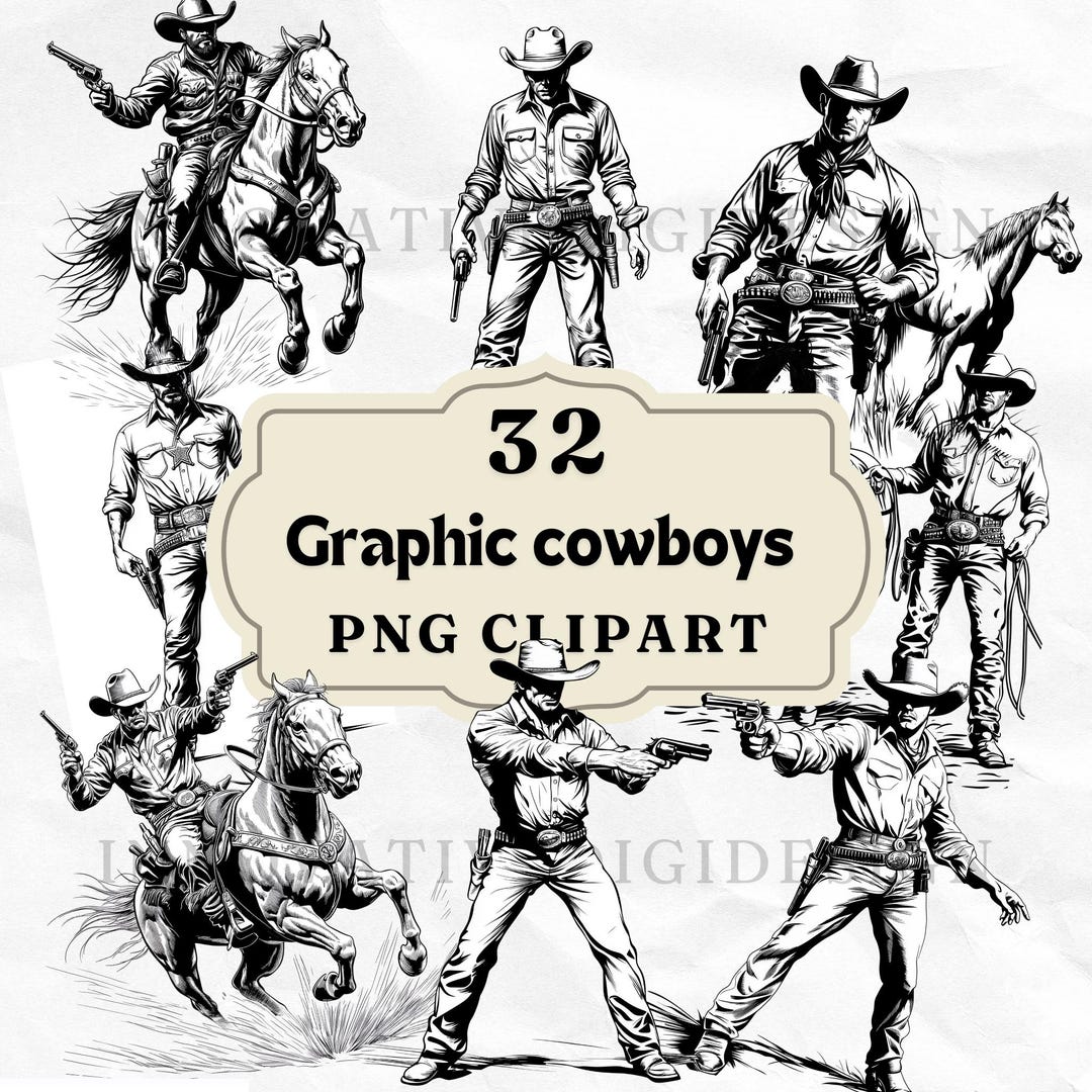 Wild West Clipart,cowboy Clipart,png File,cowboy Illustration ...