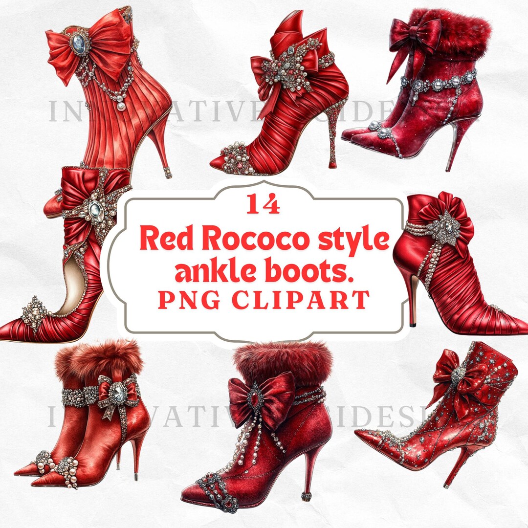 Watercolour Shoes Clipart. Rococo Baroque Boots,fashion Footwear ...
