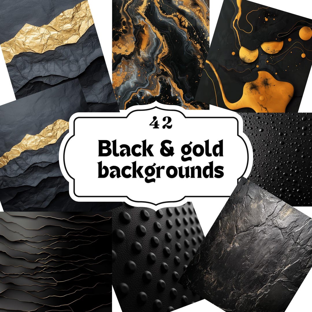 Black Gold Digital Backgrounds. PNG Bundle,a4 Paper Print,digital ...