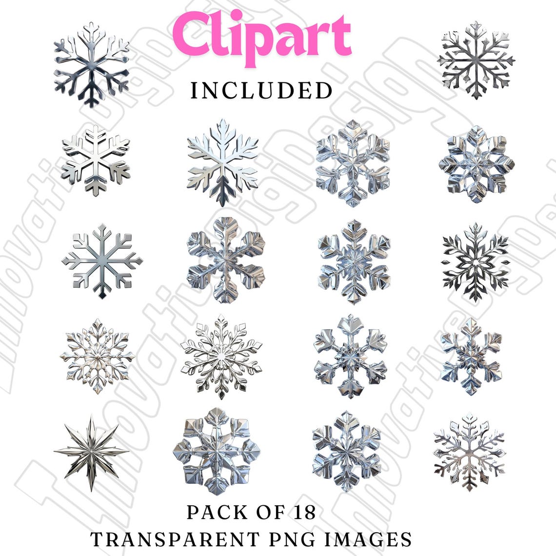 Christmas Snowflake Clipart Bundle,silver Decoration,transparent Png ...