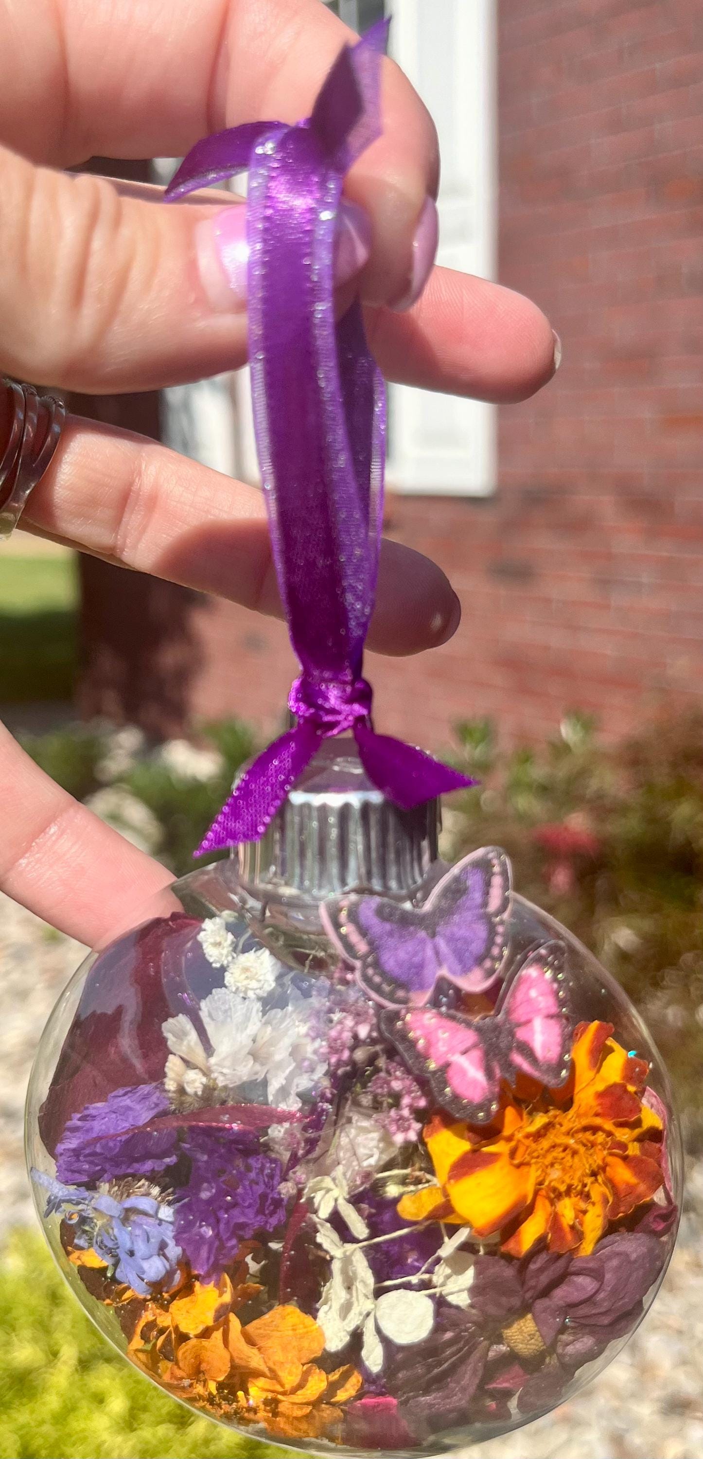 Butterfly Bliss: Disc Ornament With Home-grown Dried Flowers & Colorful ...