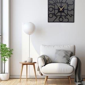 Large Square Wall Clock, Oversized Wall Clock, Minimalist Clock, Black ...