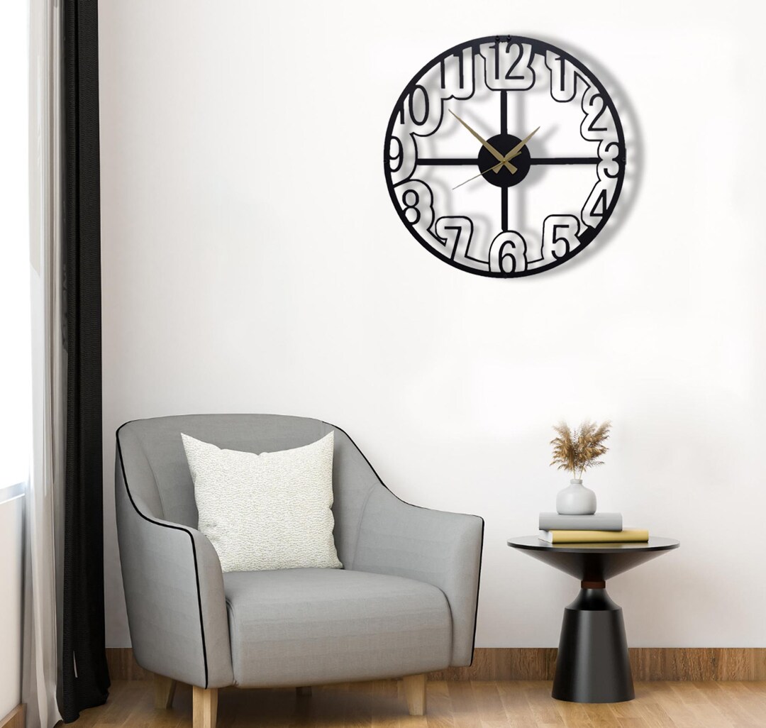 Unique Wall Clock, Contemporary Wall Clock, Metal Wall Clock, Black ...