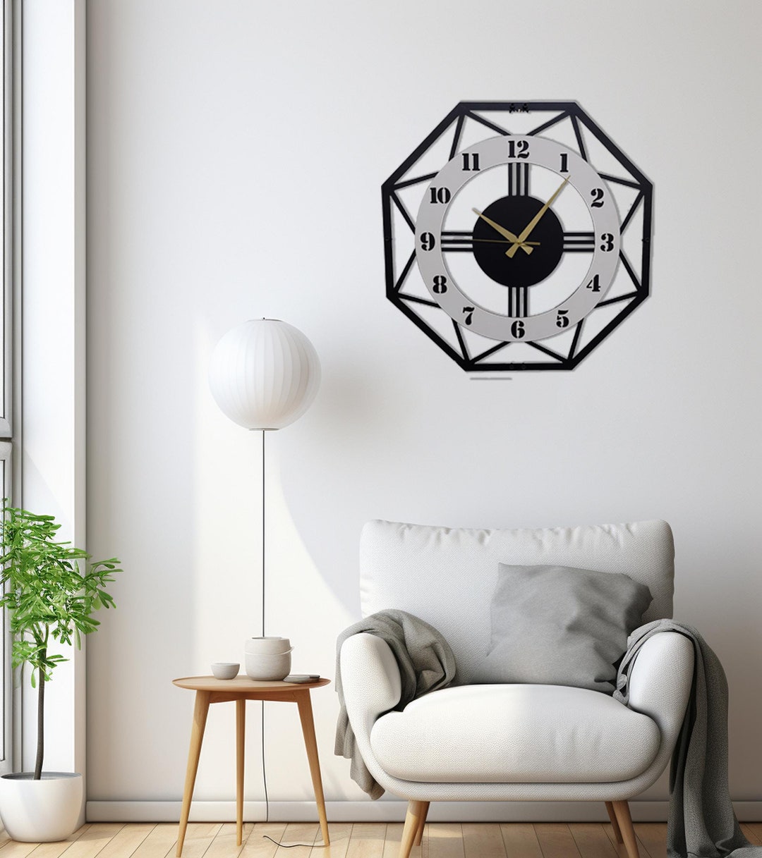 Large Octagon Wall Clock, Metal Wall Clock,metal Wall Art,metal Wall ...