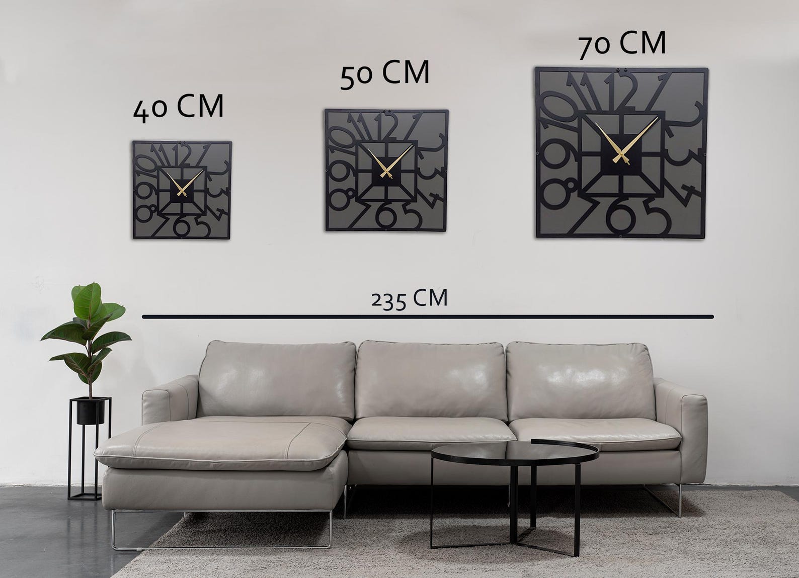 Large Square Wall Clock, Oversized Wall Clock, Minimalist Clock, Black ...