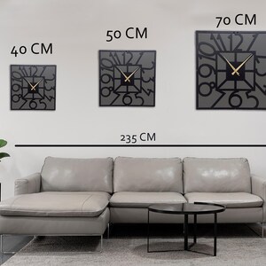 Large Square Wall Clock, Oversized Wall Clock, Minimalist Clock, Black ...