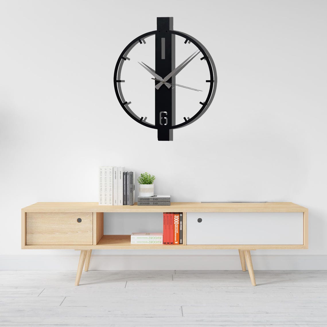 Metal Wall Clock, Minimalist Wall Clock, Oversized Wall Clock, Black ...