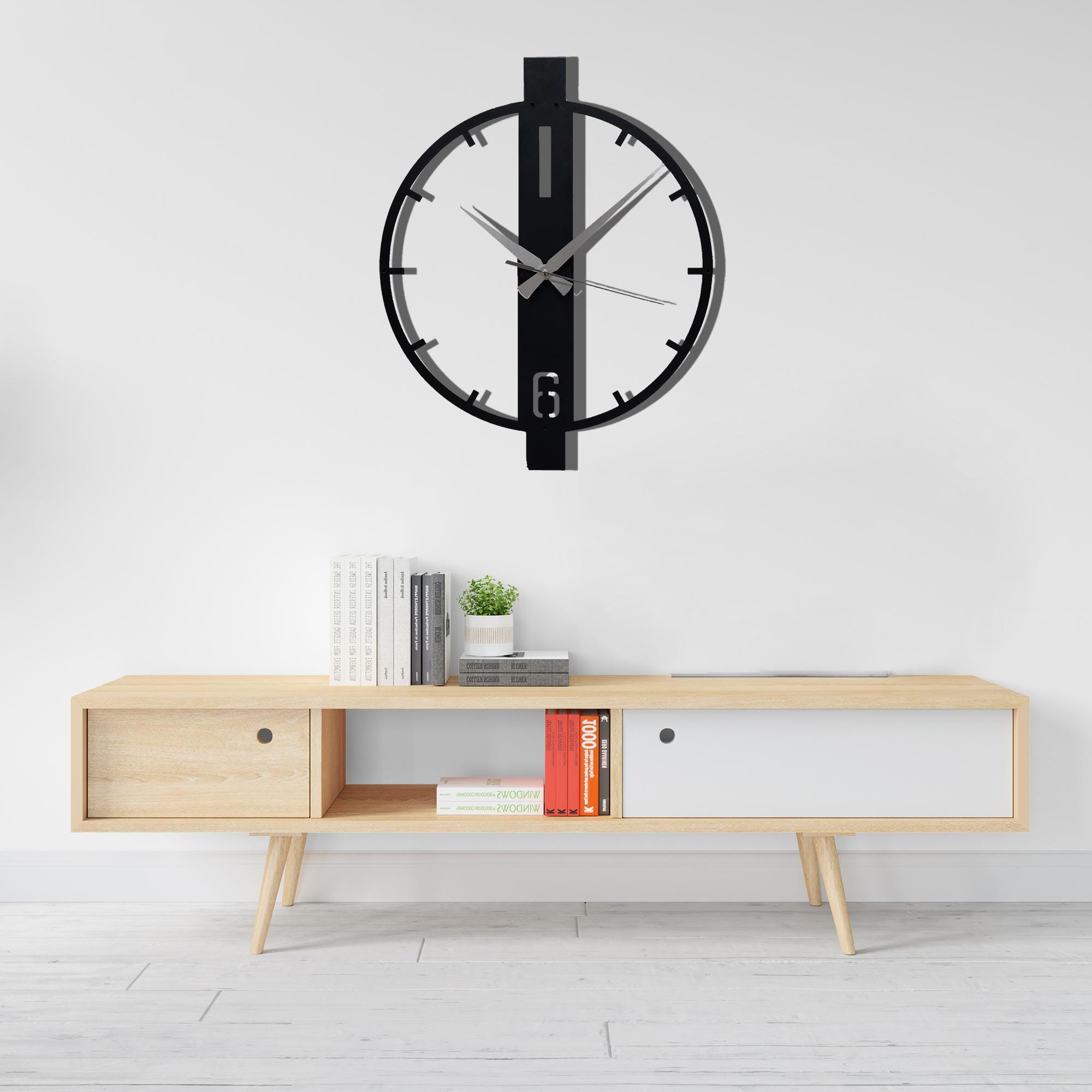 Metal Wall Clock, Minimalist Wall Clock, Oversized Wall Clock, Black ...