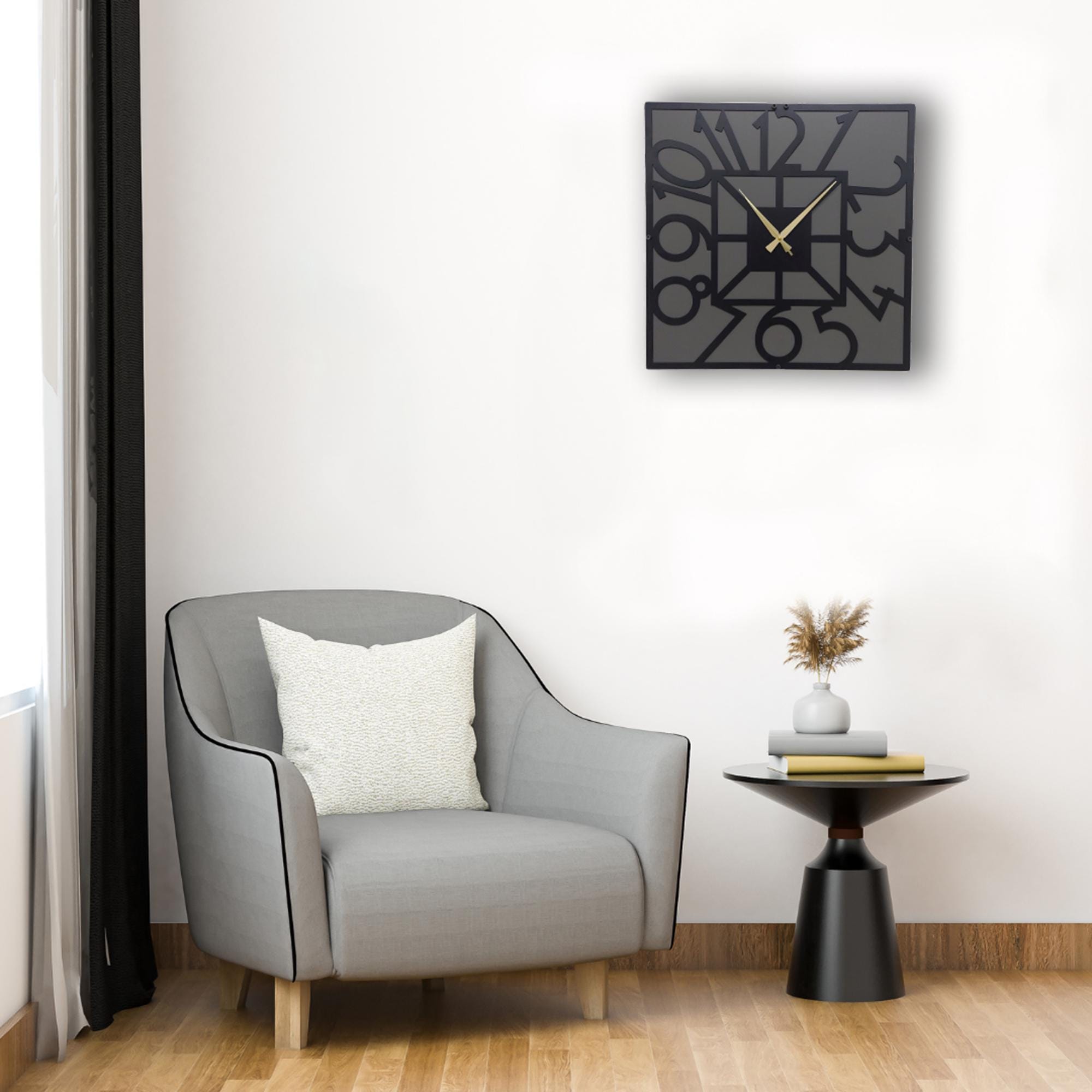 Large Square Wall Clock, Oversized Wall Clock, Minimalist Clock, Black ...