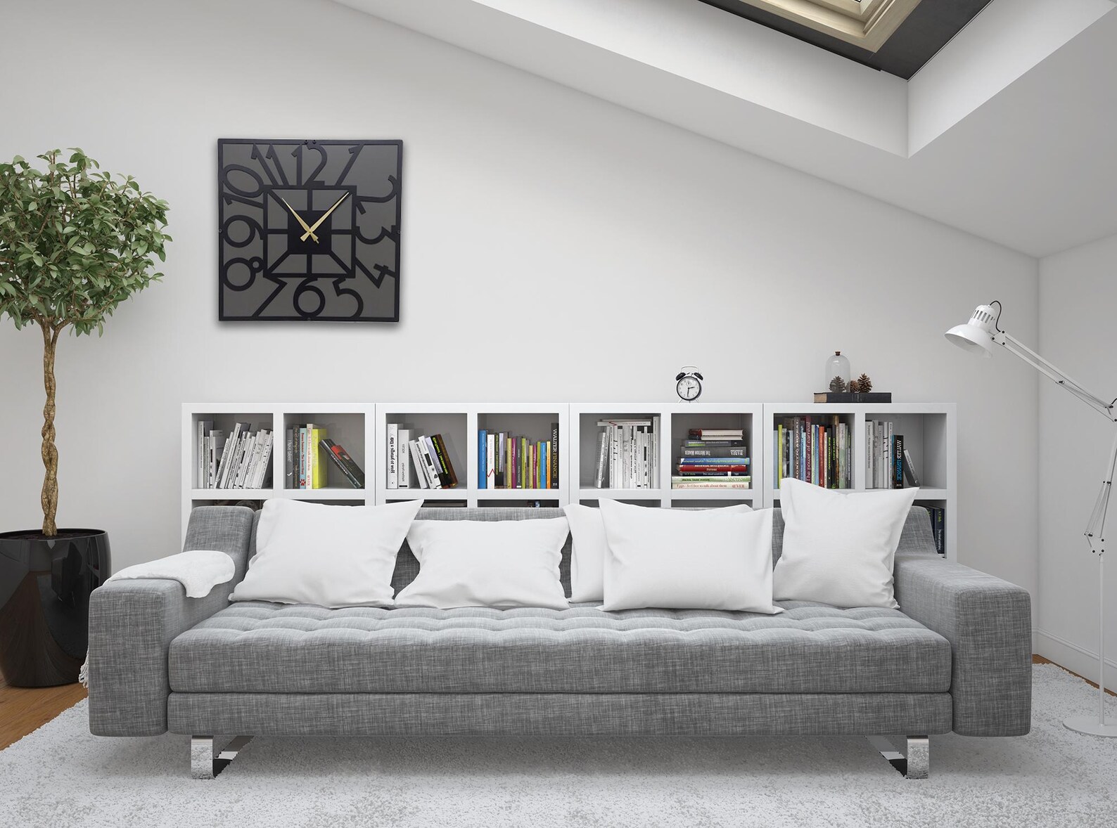 Large Square Wall Clock, Oversized Wall Clock, Minimalist Clock, Black ...