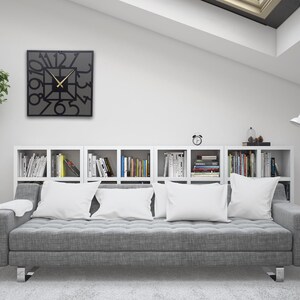 Large Square Wall Clock, Oversized Wall Clock, Minimalist Clock, Black ...