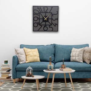 Large Square Wall Clock, Oversized Wall Clock, Minimalist Clock, Black Wall Clock, Metal Wall ...