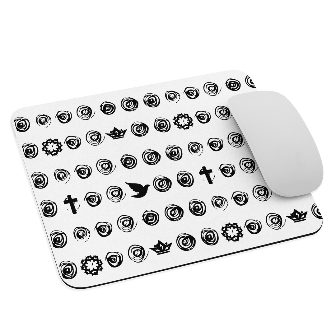 Black and White Christian Mouse Pad With Cross, Doves, Crown of Thorns ...