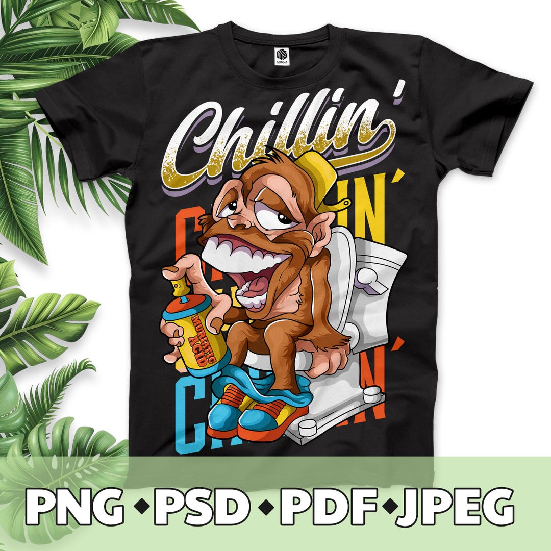 Funny Monkey Chillin' Png, Funny Monkey Png, Monkey Png, Monkey Shirt ...