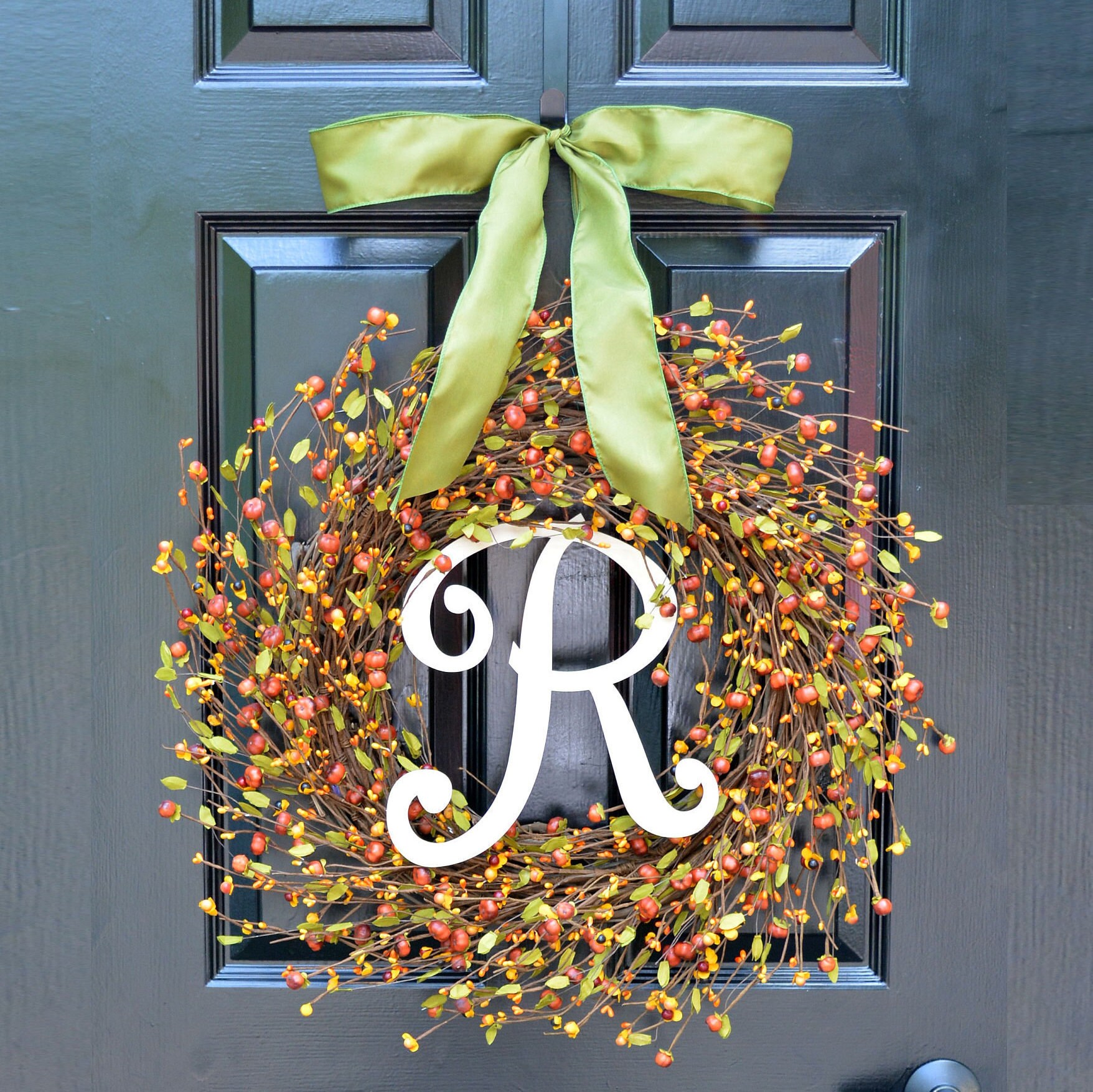 Fall Berries Pumpkins with Leaves Wreath, Fall Wreath, Fall Decor ...