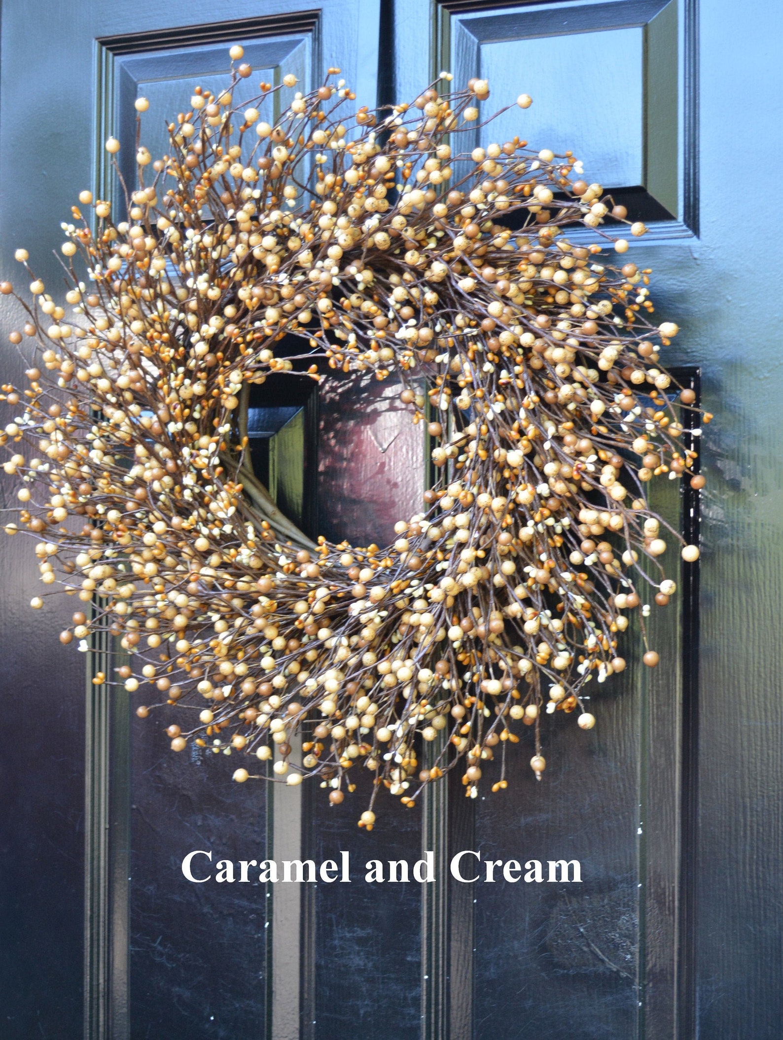 Caramel and Cream Fall Wreath Berry Wreaths Front Door | Etsy