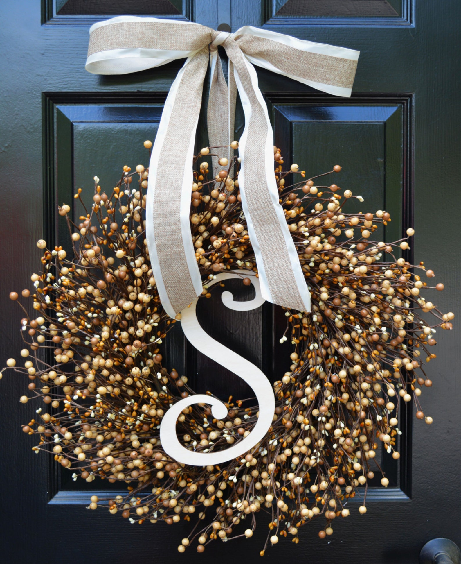 Caramel and Cream Fall Wreath Berry Wreaths Front Door - Etsy