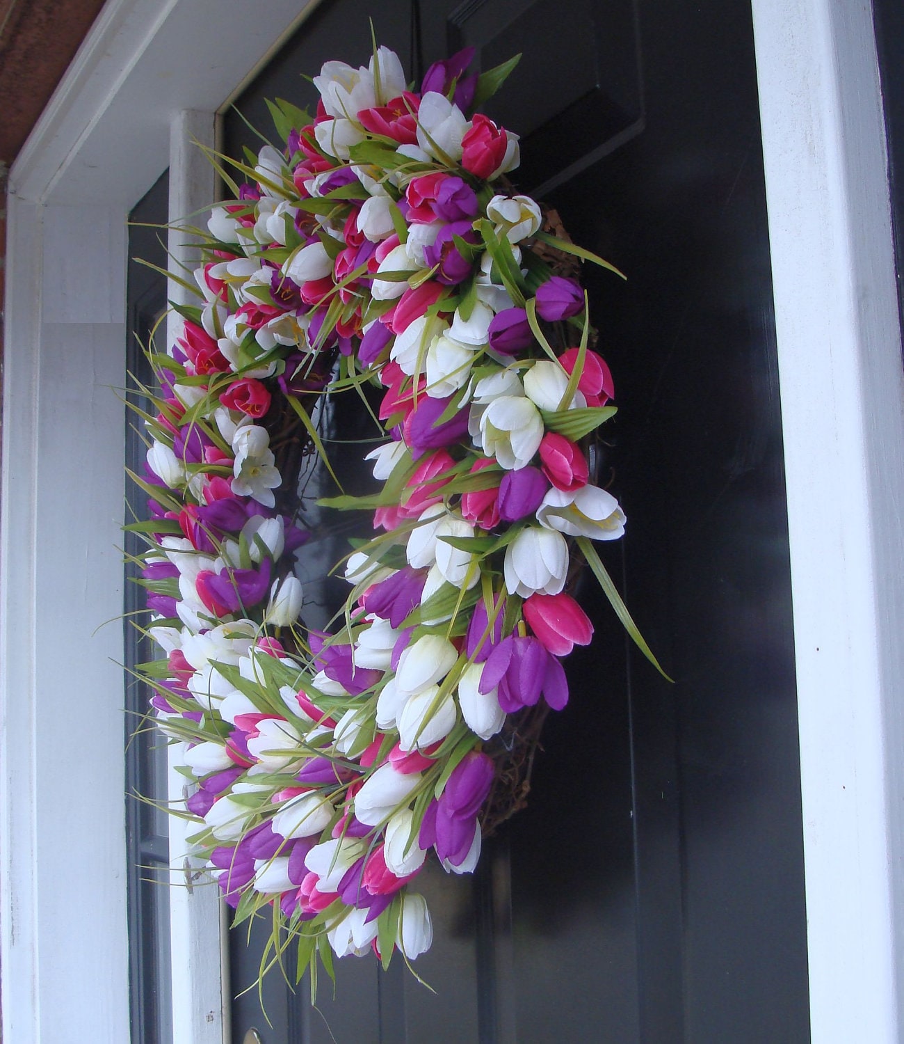 Spring Wreath Door Wreath Spring Decor Tulip Wreath-outdoor - Etsy UK