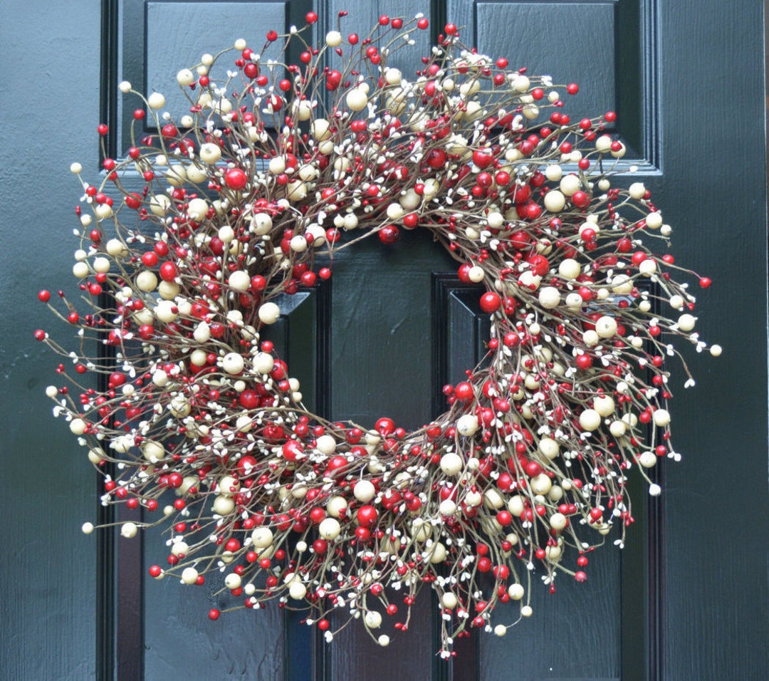 Valentine's Day Red and Cream Berry Wreath- Valentine's Day Wreath ...