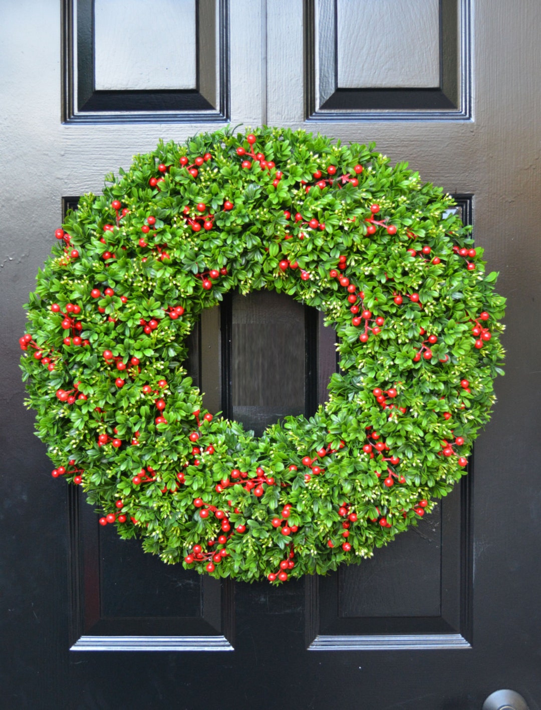 Berry Boxwood Christmas Wreath- Holiday Wreath-berry Door Wreath ...