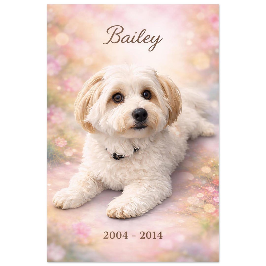 Custom Pet Portrait Canvas- Personalized Dog Memory Art 30x45 Cm ...