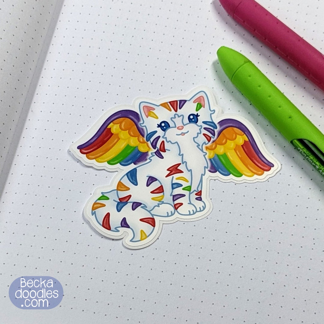 Rainbow Fairy Cat Vinyl Sticker: Glossy Planner Decal - Etsy