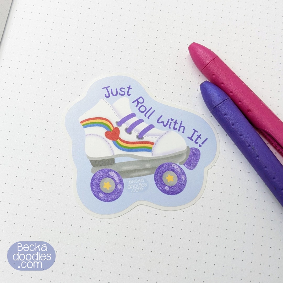 S1064 Roller Skate Vinyl Sticker, 80's Vibe Sticker, Sticker Lovers ...