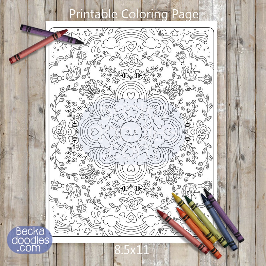PRINTABLE Sumer Mandala Coloring Page, Hand-drawn Coloring Sheet, Kids ...