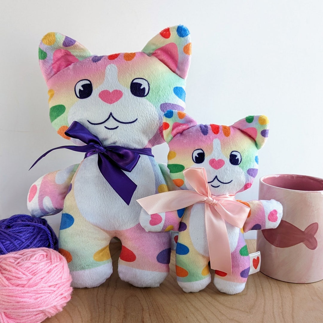Lisa the Rainbow Cat Plushie, Handmade Minky Fabric, Super Soft, Cuddly ...