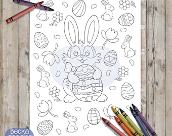 PRINTABLE Cute Easter Coloring Page, Hand-drawn Coloring Sheet, Easter ...