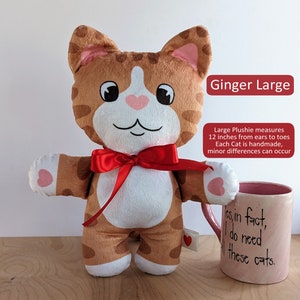 Ginger Cat Plushie, Handmade Minky Fabric, Super Soft, Cuddly Stuffed ...