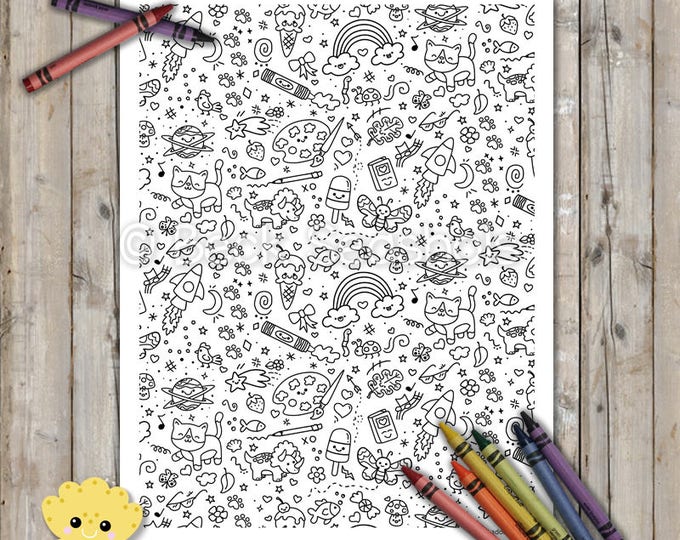 15+ Doodle Style Coloring Pages | Digital Coloring Pages (printable ...