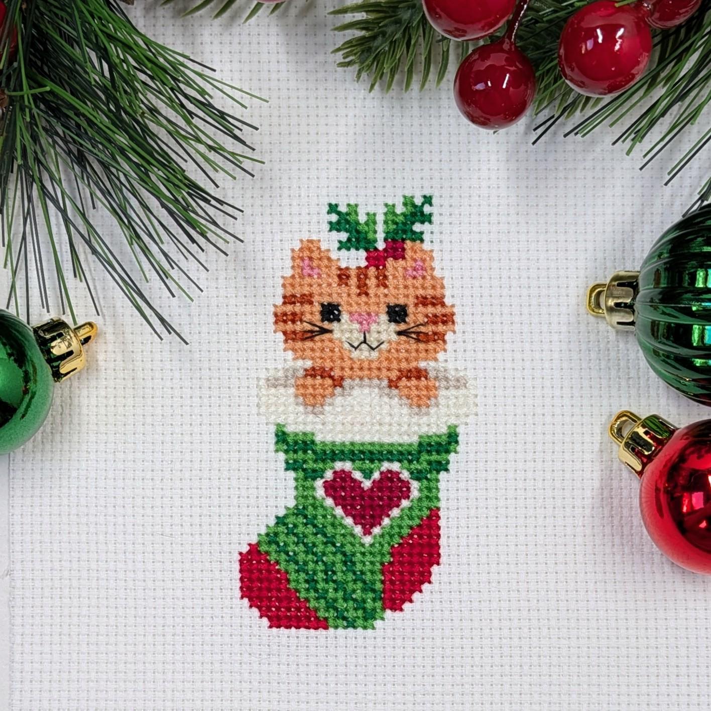 Stocking Cat Cross Stitch Pattern: Holiday Craft, Decoration - Etsy