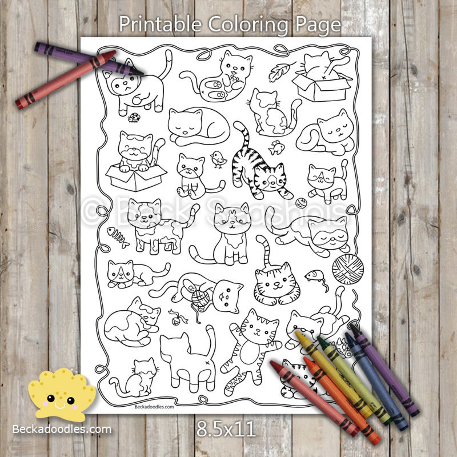 PRINTABLE Playful Cats Coloring Page Digital Download - Etsy