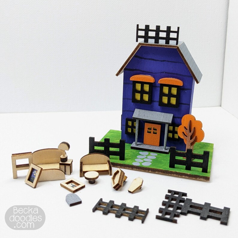 Mini Haunted House Dollhouse Kit Miniature Toy Dollhouse Kit - Etsy
